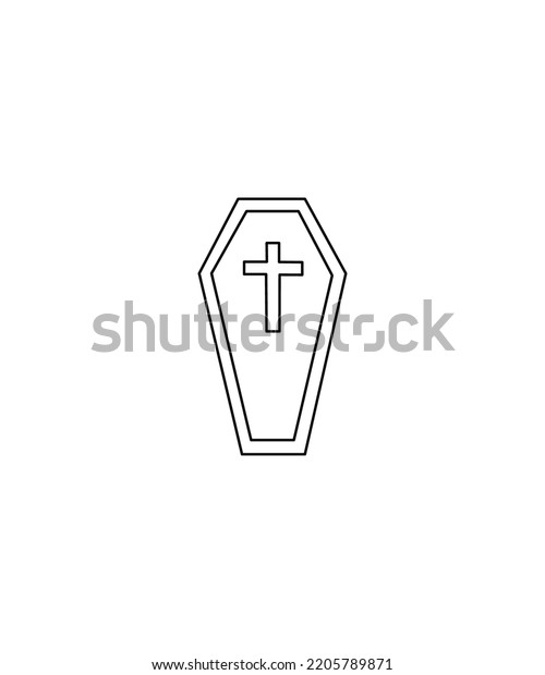 Coffin Dead Casket Cross Line Art Stock Vector (Royalty Free ...