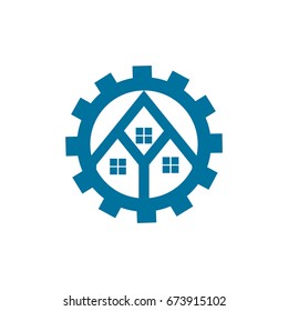 Cog House Symbol Logo Vector Stock Vector (Royalty Free) 673915102 ...