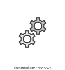 Cog Wheels Filled Outline Icon Line Stock Vector (Royalty Free ...