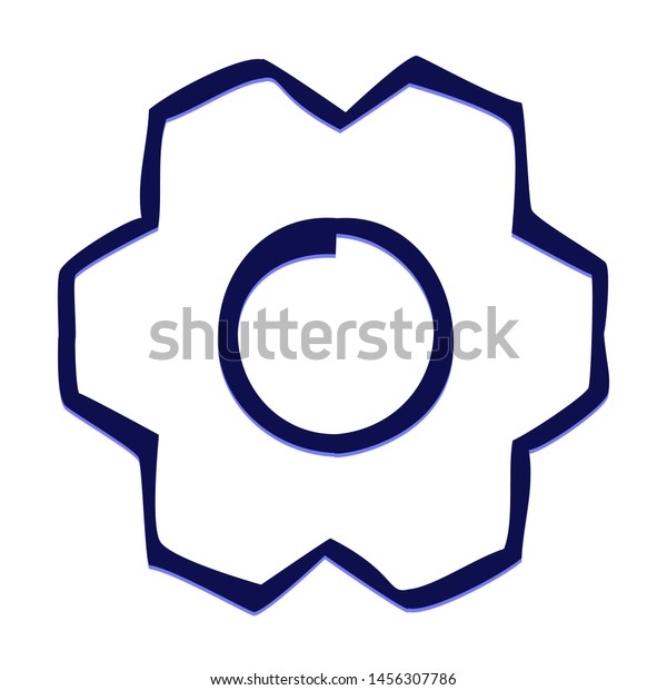 Cogwheel Hand Drawn Icon Blue Ballpoint Stock Vector (Royalty Free ...