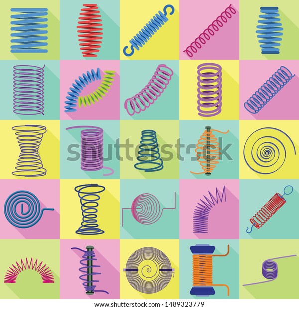Coil Icons Set Flat Set Coil Stock Vector (Royalty Free) 1489323779 ...