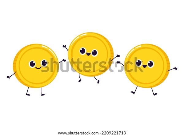 Coin Character Design Glad Coin Smart Stock Vector (Royalty Free ...