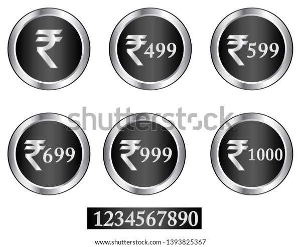 Coin Concept Rupee Price Tags Set Stock Vector (Royalty Free ...