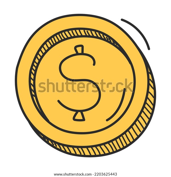 Coin Doodle Icon Vector Isolated Golden Stock Vector (Royalty Free ...