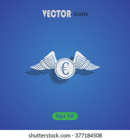 Coin Euro Wings Icon Vector Stock Vector (Royalty Free) 377184508 ...