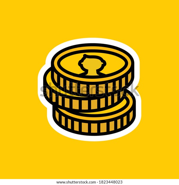 Coin Flat Design Sticker Bussines Icon Stock Vector (Royalty Free ...