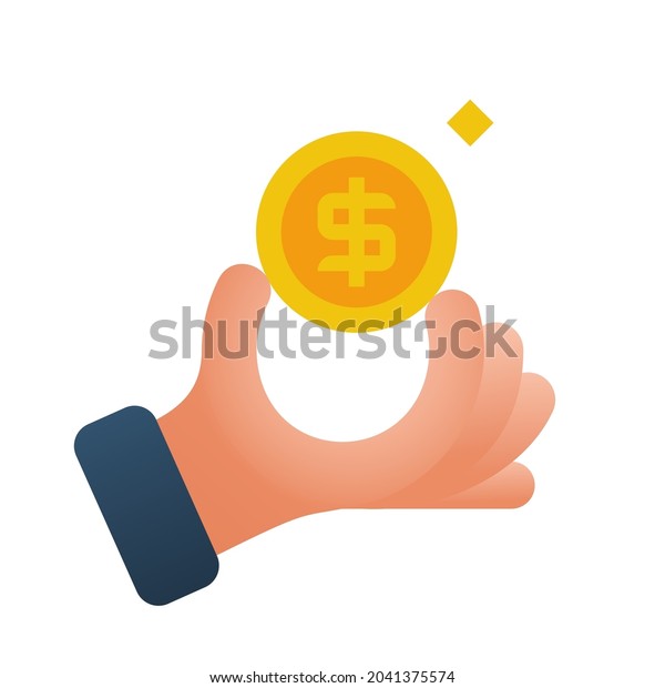 Coin Hand Vector Illustration Cartoon Pop Stock Vector (Royalty Free ...