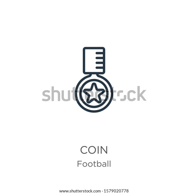 Coin Icon Thin Linear Coin Outline Stock Vector (Royalty Free ...