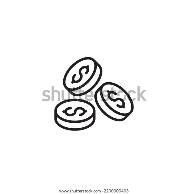 Coin Icon Threecoin Sign Simple Line Stock Vector (Royalty Free ...