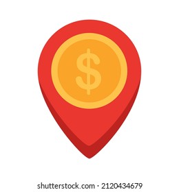 Coin Pin Location Icon Stock Vector (Royalty Free) 2120434679 ...