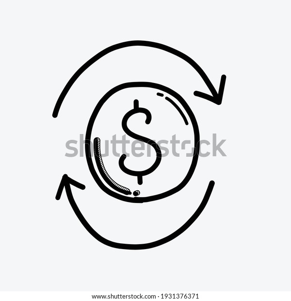 Coin Reload Vector Icon Drawing Sketch Stock Vector (Royalty Free ...