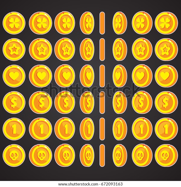 Coin Rotate Set Animation Sprite Different Stock Vector (Royalty Free ...