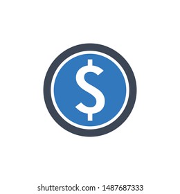 Coin Vector Graphics Icon Blue Gray Stock Vector (Royalty Free ...