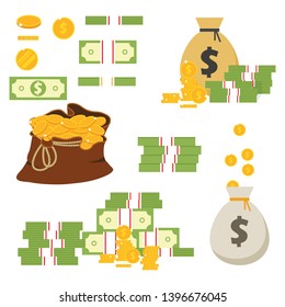 Coins Banknotes Vector Illustration Isolated On 스톡 벡터(로열티 프리 ...