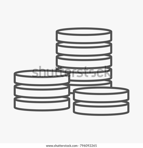 Coins Outline Icon On White Backround: vector de stock (libre de ...