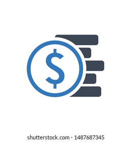 Coins Vector Graphics Icon Blue Gray Stock Vector (Royalty Free ...