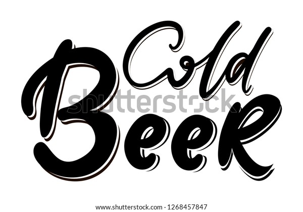 Cold Beer Hand Drawn Lettering Vector Stock Vector (Royalty Free ...
