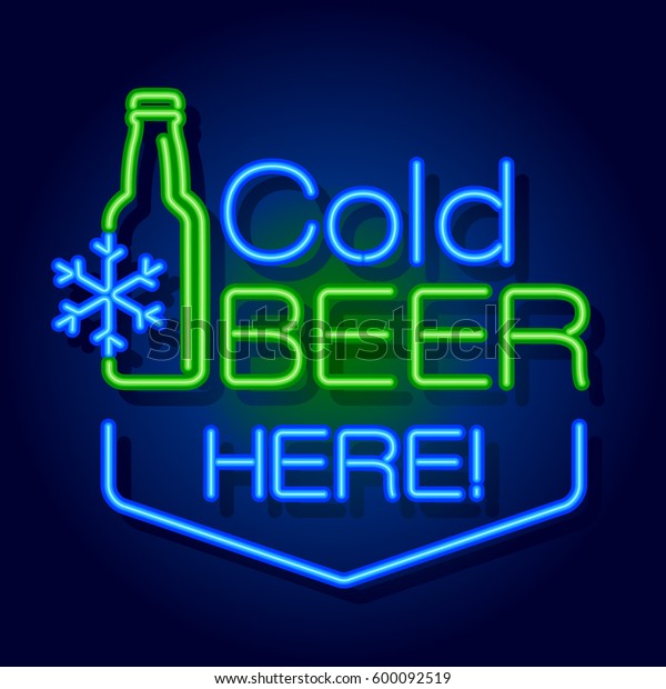 Cold Beer Here Neon Signboard Arrow Stock Vector (Royalty Free ...
