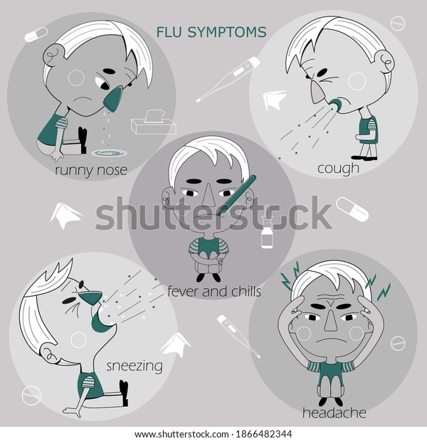 Cold Flu Symptoms Infographic Fever Cough Stock Vector (Royalty Free ...