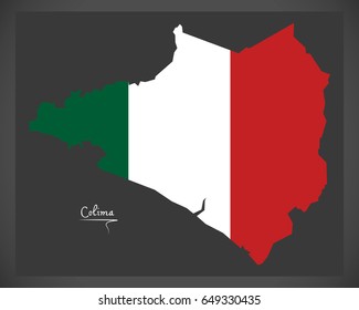 Colima Map Mexican National Flag Illustration Stock Vector (Royalty ...