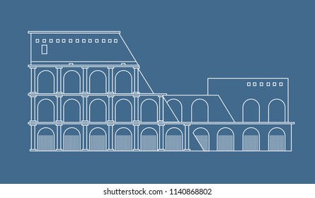Coliseum Flat Outline White Icon On Stock Vector (Royalty Free ...