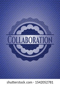 Collaboration Badge Denim Background Vector Illustration Stock Vector ...