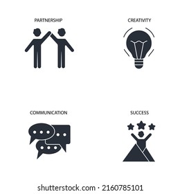 Collaboration Icons Set Collaboration Pack Symbol Stock Vector (Royalty ...