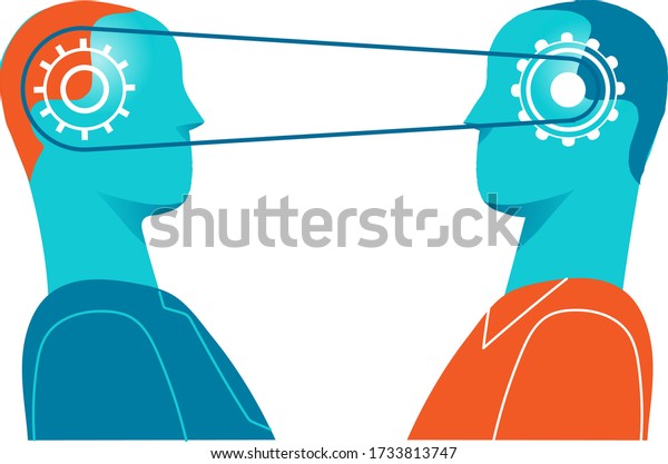 Collaboration Synergy Connected Mind Mechanisms Two Stock Vector ...