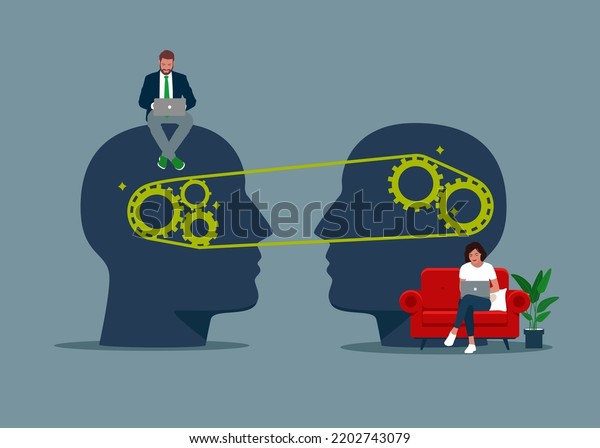 Collaboration Synergy Connected Mind Mechanisms People Stock Vector ...