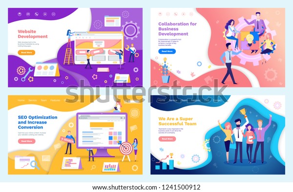 Collaboration Team Super Successful Workers Holding Stock Vector ...