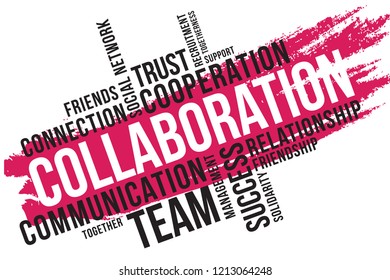 Collaboration Word Cloud Collage Teamwork Social Stock Vector (Royalty ...