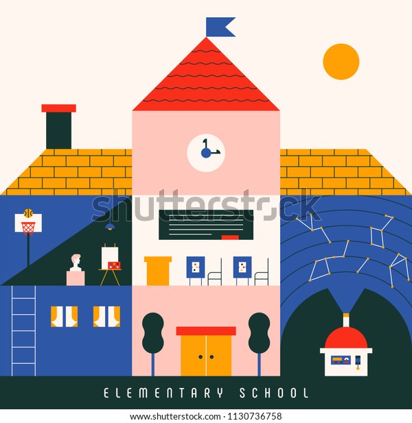 Collage Concept Various Classrooms School Flat Stock Vector (Royalty ...