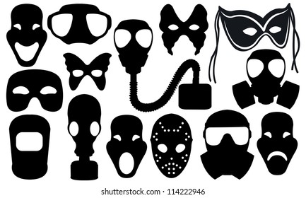 Collage Different Masks Isolated On White Stock Vector (Royalty Free ...