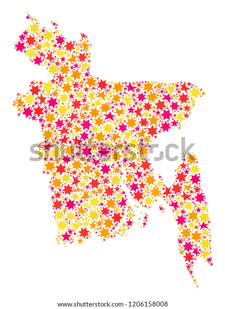 Collage Map Bangladesh Created Colored Flat Stock Vector (Royalty Free ...