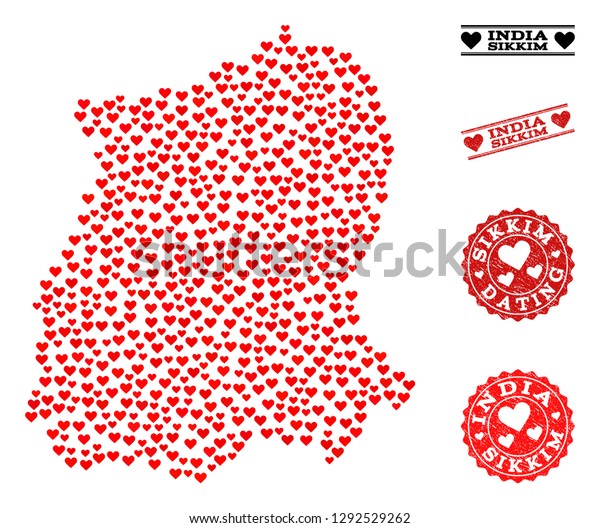 Collage Map Sikkim State Created Red Stock Vector (Royalty Free ...