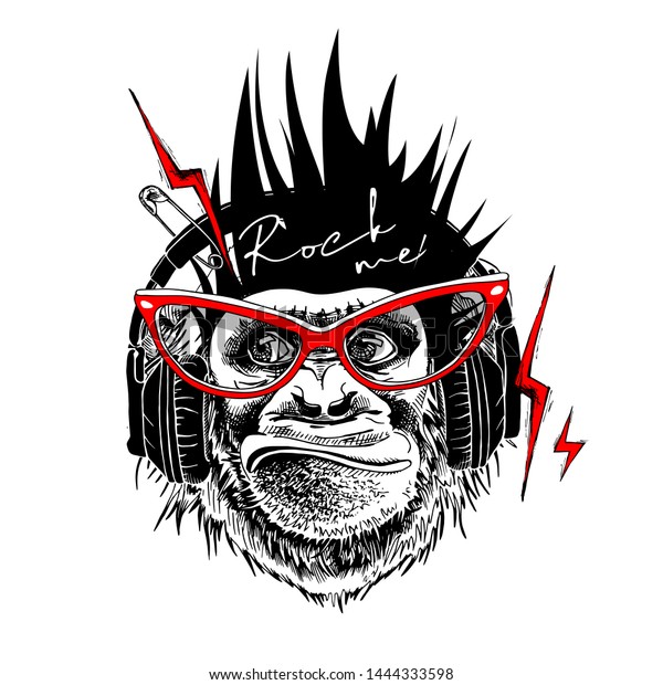 Collage Rock Culture Style Monkey Mohawk Stock Vector (Royalty Free ...