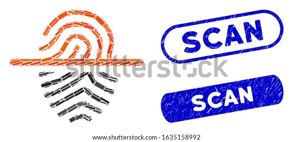 Collage Scan Fingerprint Rubber Stamp Watermarks Stock Vector (Royalty ...