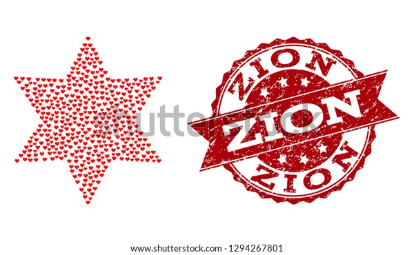 Collage Six Corner Star Created Red Stock Vector (Royalty Free ...