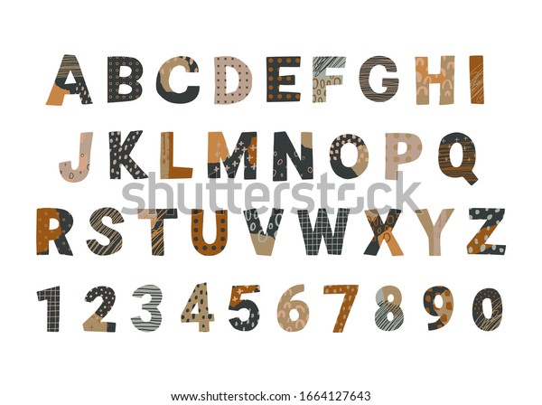 Collage Style Alphabet Letters Numbers Vector Stock Vector (Royalty ...