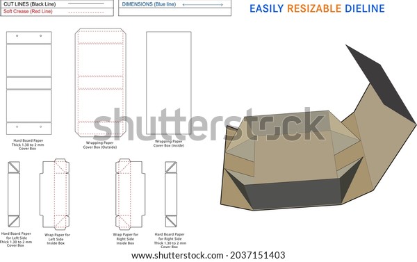 Collapsible Foldable Rigid Box Dieline 3d Stock Vector (Royalty Free ...