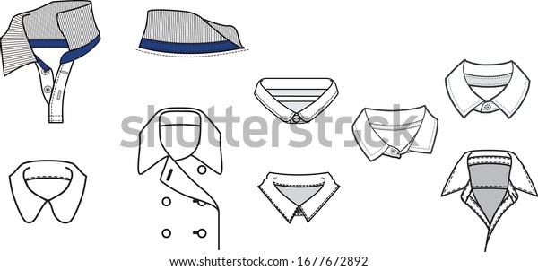 Collar Assorted Fashion Flat Templates Stock Vector (Royalty Free ...