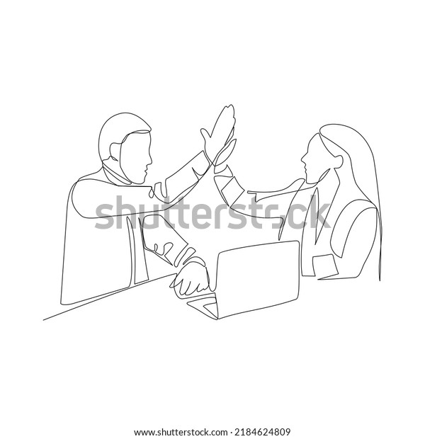 Colleague Vector Illustration Drawn Line Art Stock Vector (Royalty Free ...