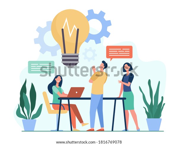 Colleagues Sharing Thoughts Ideas Flat Vector Stock Vector (Royalty ...