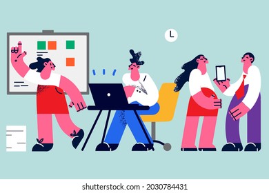 Colleagues Working Office Concept Group Young Stock Vector (Royalty ...