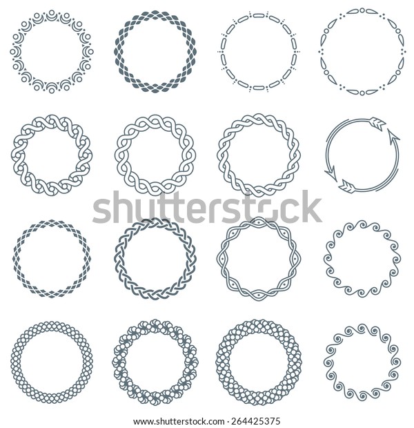 Collection 16 Symmetric Round Decorative Frames Stock Vector (Royalty ...
