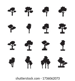 Collection 16 Trees Vector Illustration Silhouette Stock Vector ...