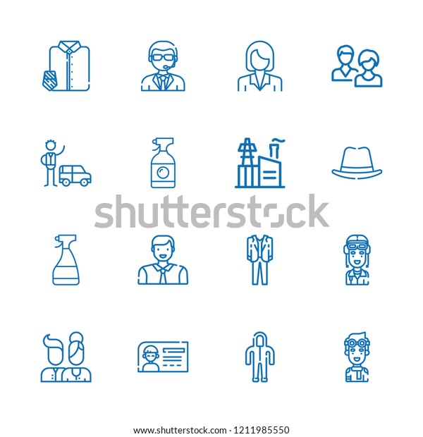 Collection 16 Worker Outline Icons Include Stock Vector (Royalty Free ...