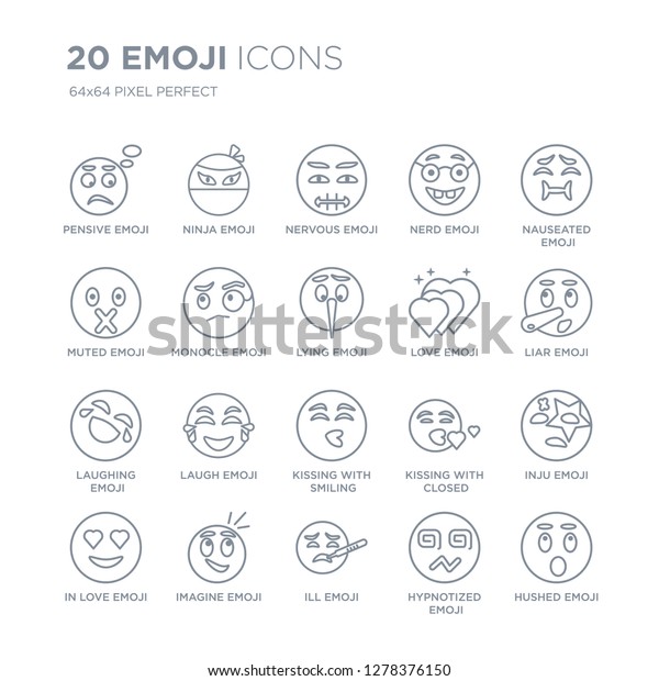 Collection 20 Emoji Linear Icons Such Stock Vector (Royalty Free ...