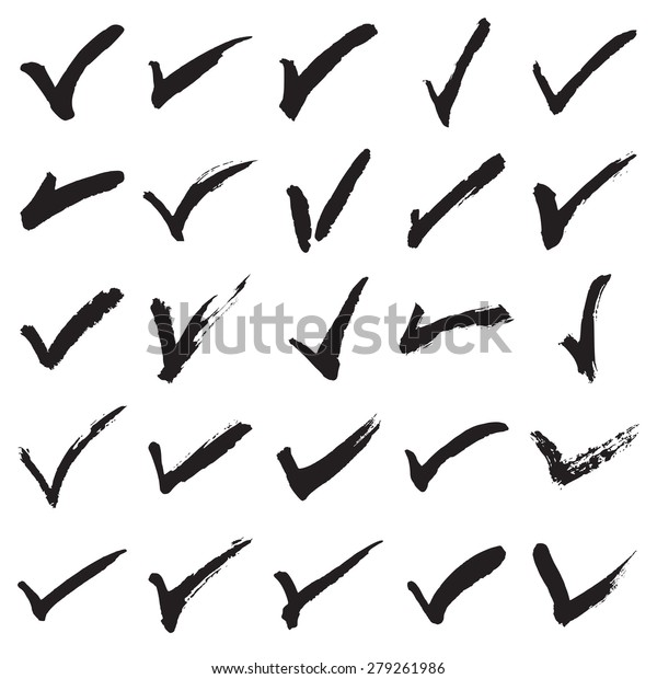 Collection 25 Hand Painted Check Marks Stock Vector (Royalty Free ...