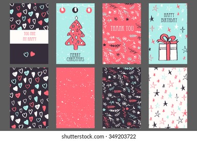 Collection 4 Greeting Cards Stock Vector (Royalty Free) 349203722 ...